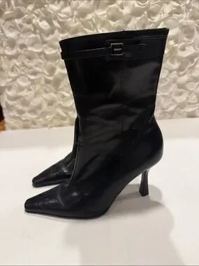 Gianni Bini | Shoes | Gianni Bini Black Midcalf Squaretoe Leather Boots ...